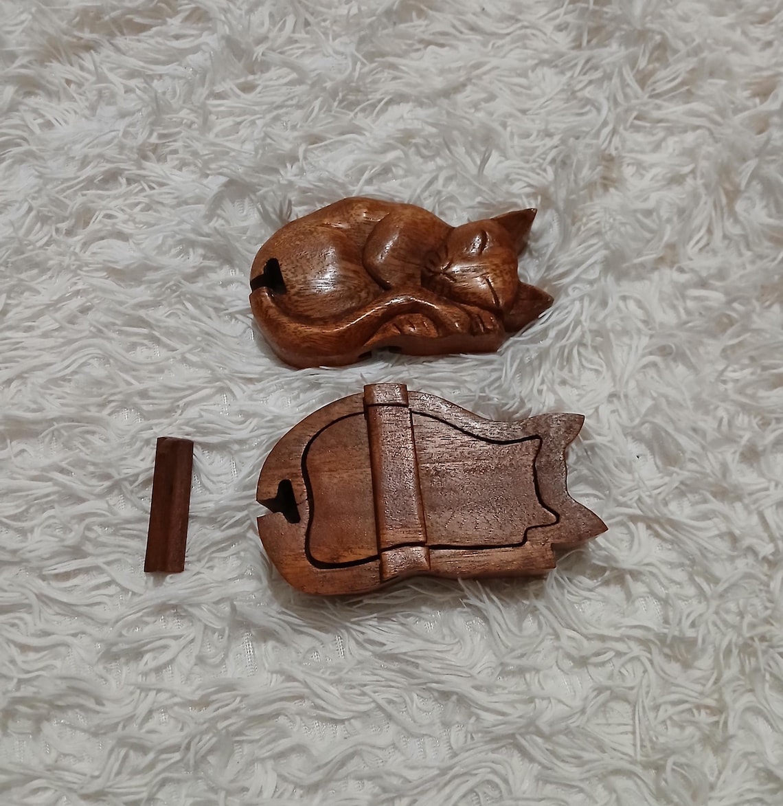 Wooden Cat Shaped Puzzle Box Beautifully Made to a Incredible High ...