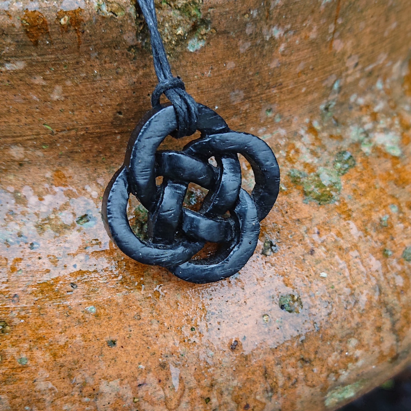 Wooden Bog Oak Celtic Knot Pendant Hung on a Adjustable Waxed - Etsy