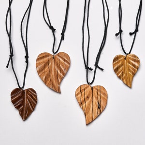 Wooden Leaf Shaped Pendant Made From Reclaimed Oak,hung on a Adjustable ...
