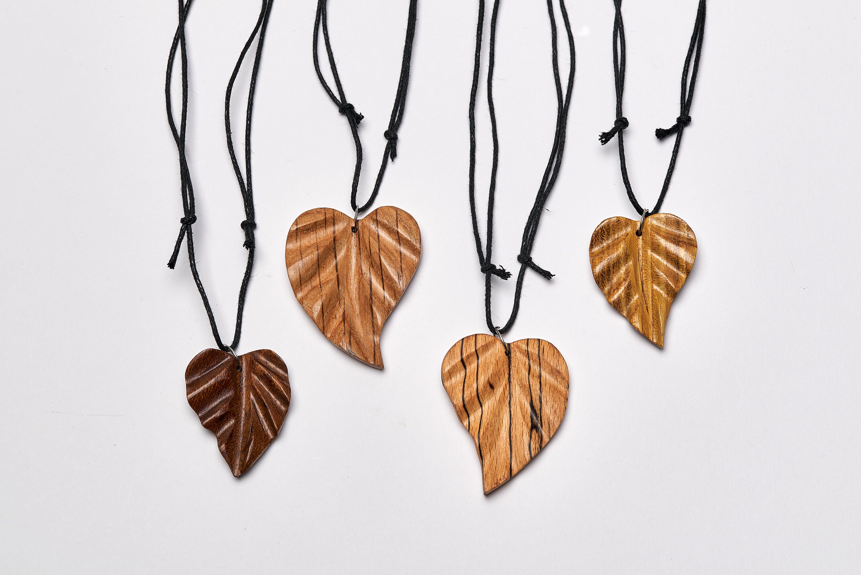 Wooden Leaf Shaped Pendant Made From Reclaimed Oak,hung on a Adjustable ...