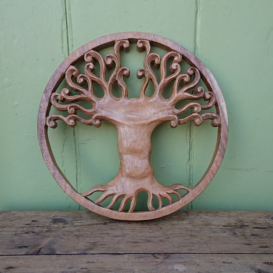 Handcarved Tree of Life Made From Reclaimed Iroko (available in 3 Sizes ...