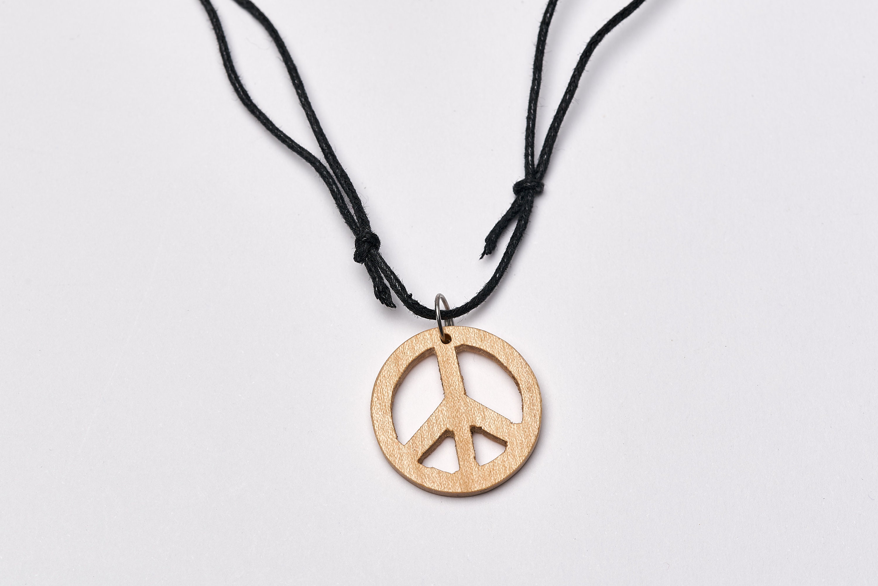 Small Wooden Peace Symbol Made From Sycamore and Hung on a Adjustable ...