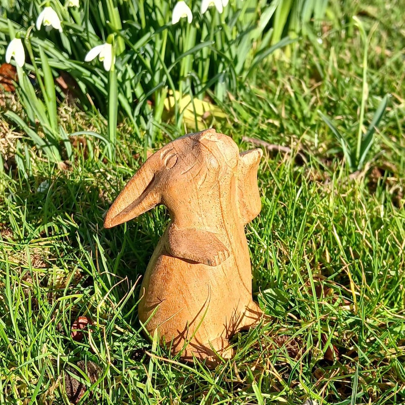 Wood Carved Rabbit Hare - Etsy UK