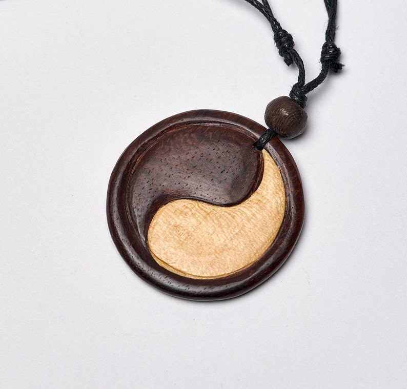 Yin & Yang Pendant Made From Reclaimed Woods and Hung on a | Etsy