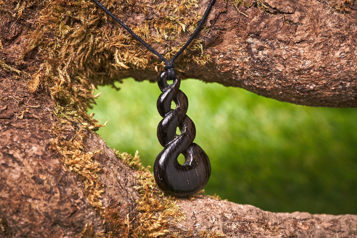 Wooden Bog Oak Celtic Knot Pendant Hung on a Adjustable Waxed - Etsy UK
