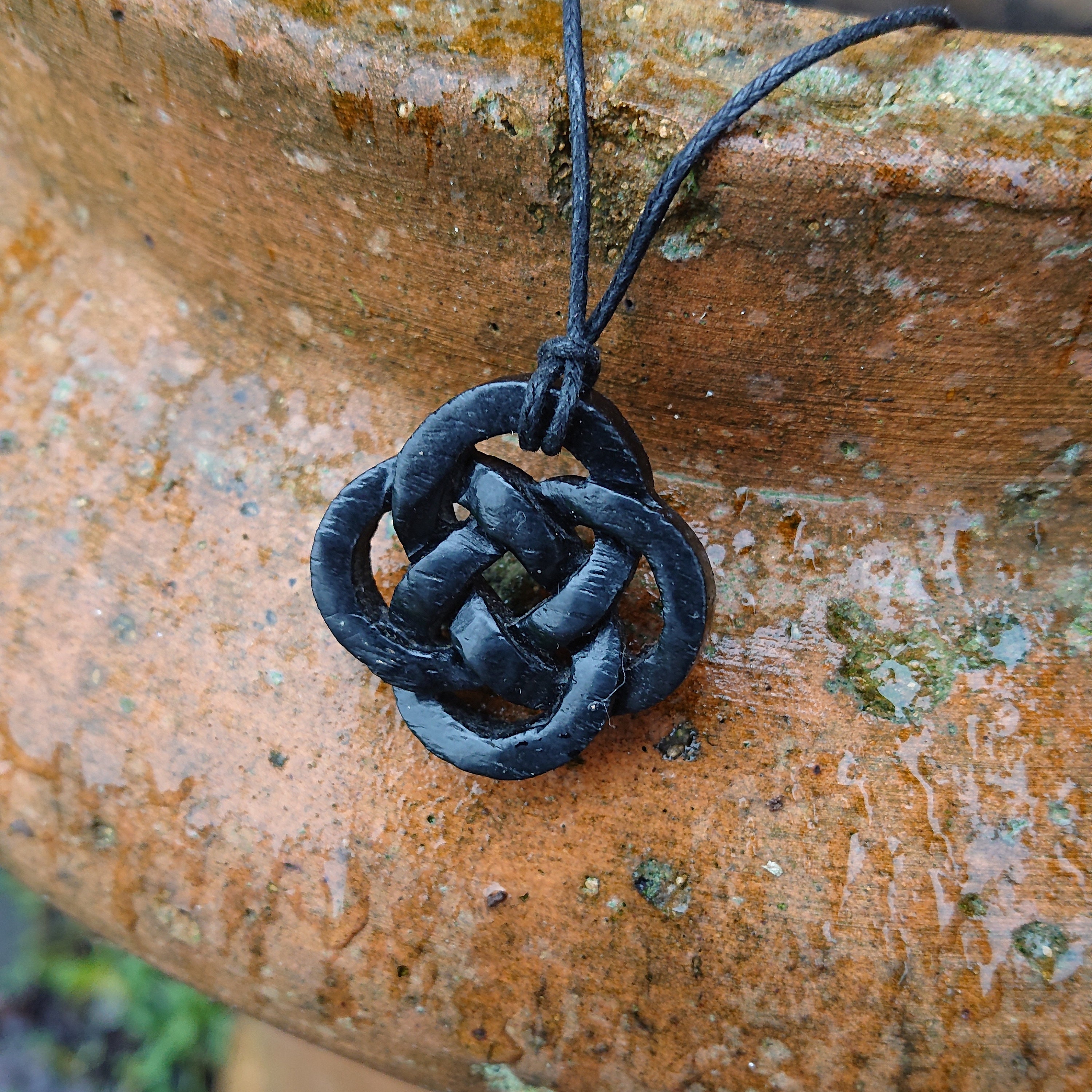 Wooden Bog Oak Celtic Knot Pendant Hung on a Adjustable Waxed - Etsy