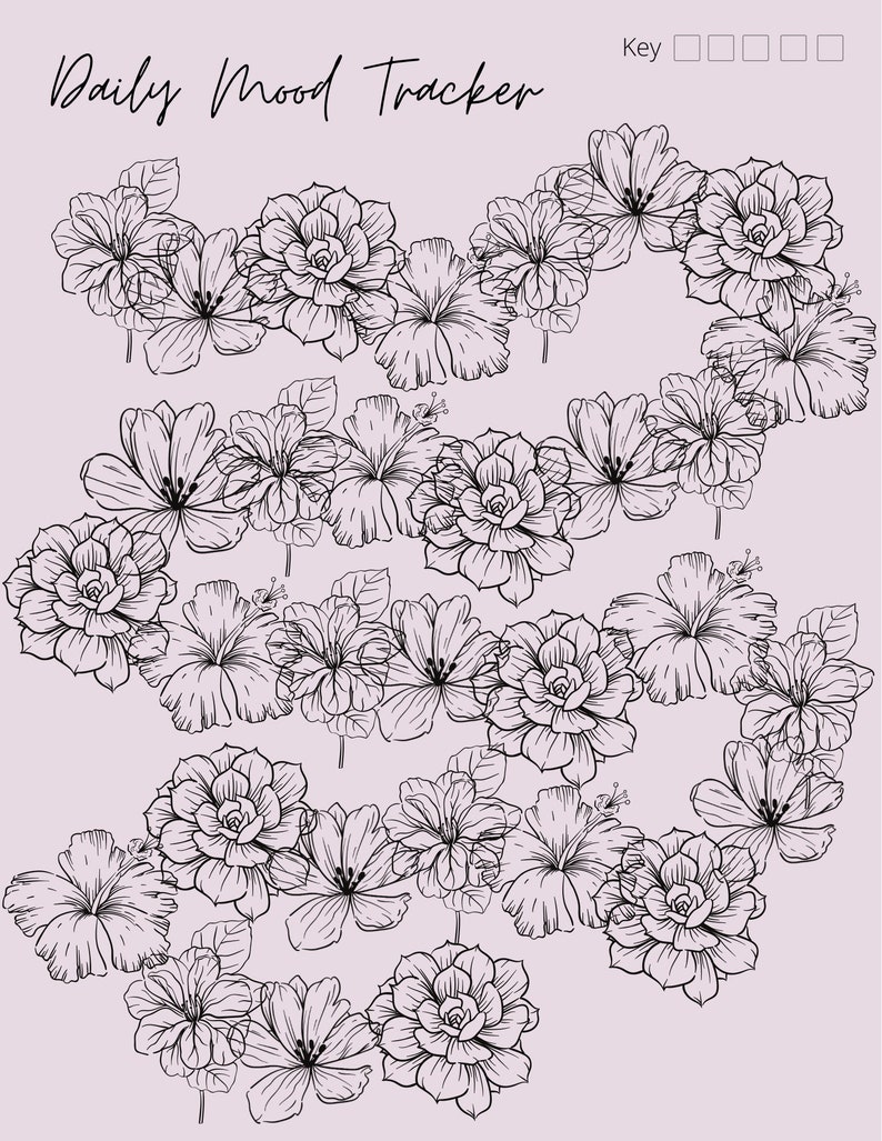 INSTANT DOWNLOAD Digital Mood Tracker Floral Mood Tracker for ...