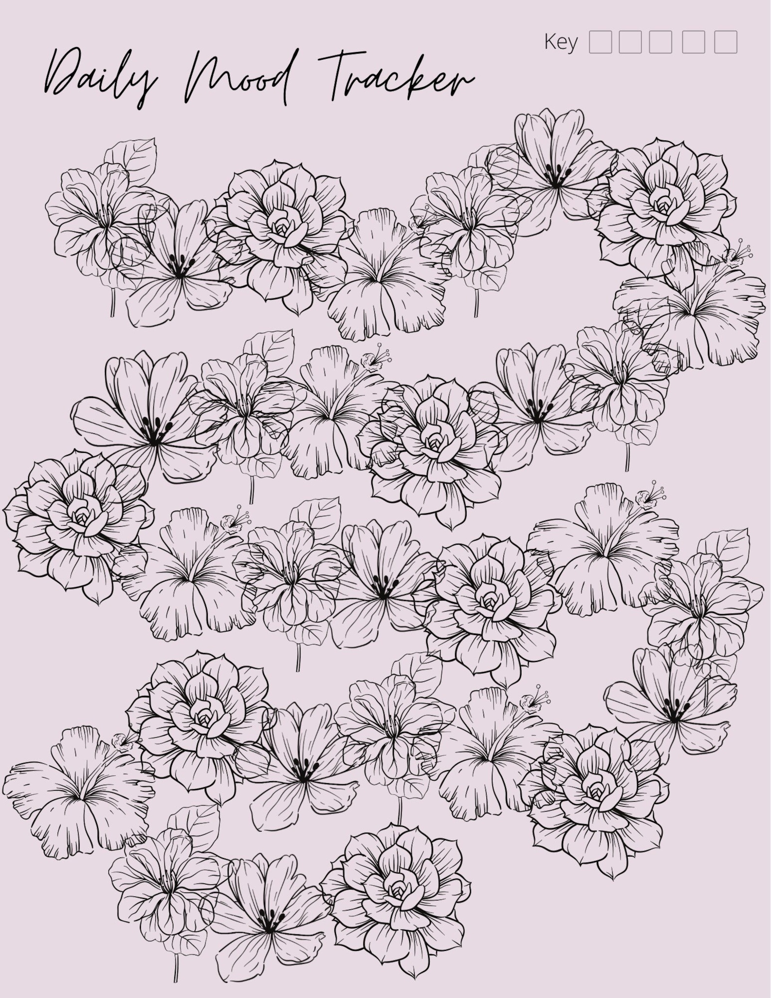 INSTANT DOWNLOAD Digital Mood Tracker Floral Mood Tracker for ...