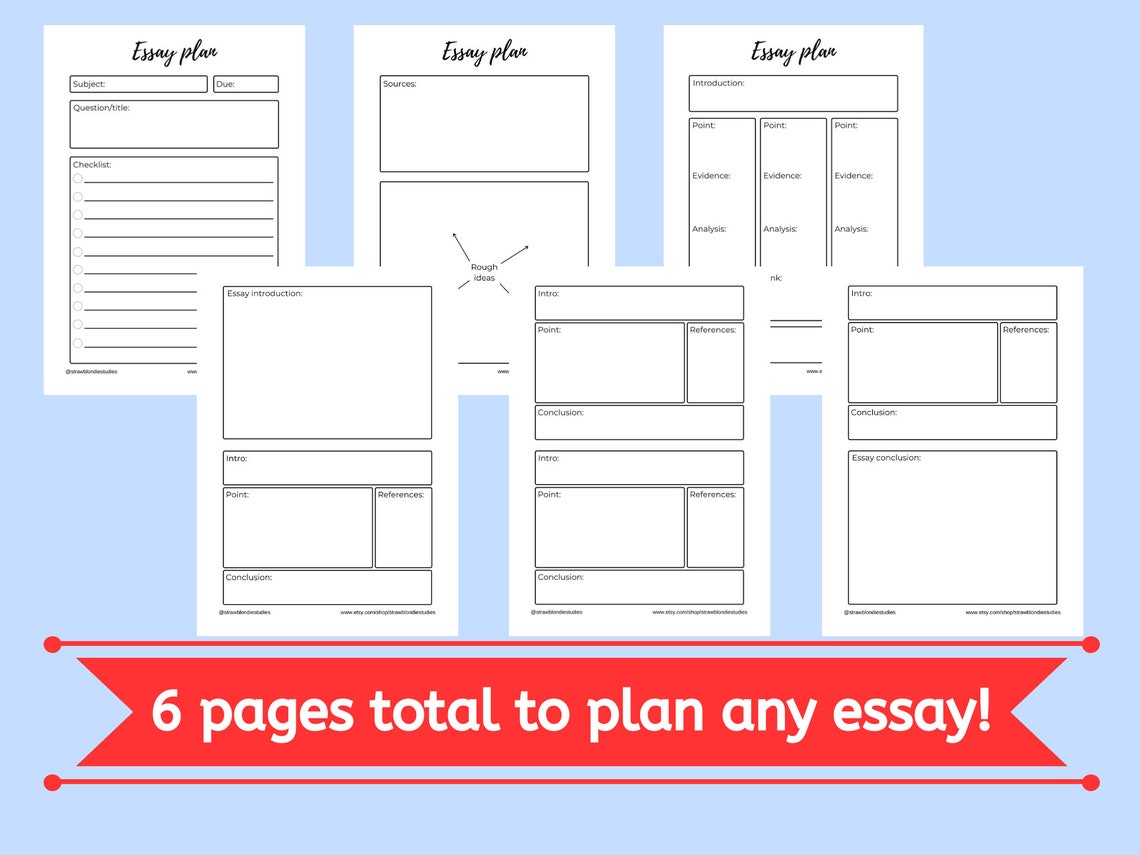 Essay Planner Template Printable Essay Plan Study Printable - Etsy