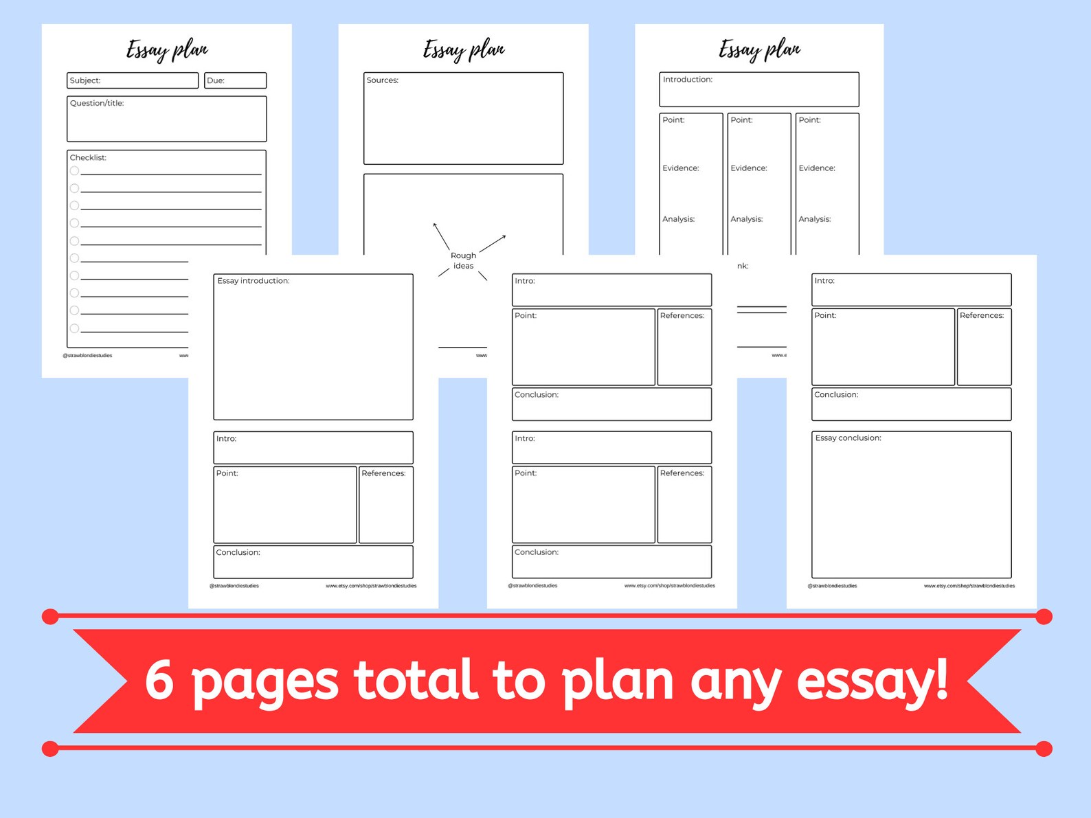 Essay Planner Template Printable Essay Plan Study Printable - Etsy