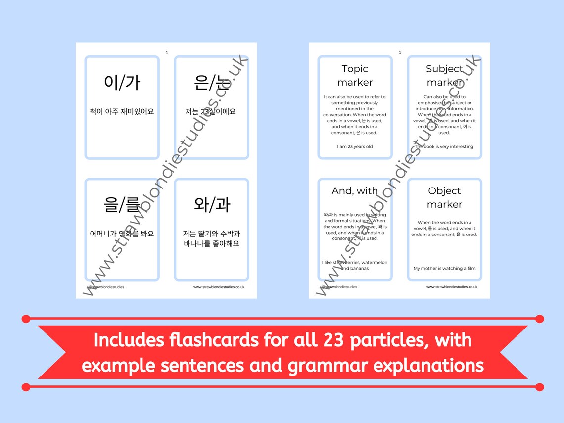 Learn Korean Particles Printable Workbook Learn Korean | Etsy