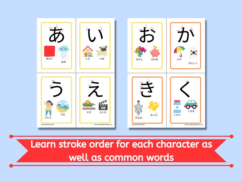 Learn Japanese Hiragana Flashcards Printable Flashcards - Etsy