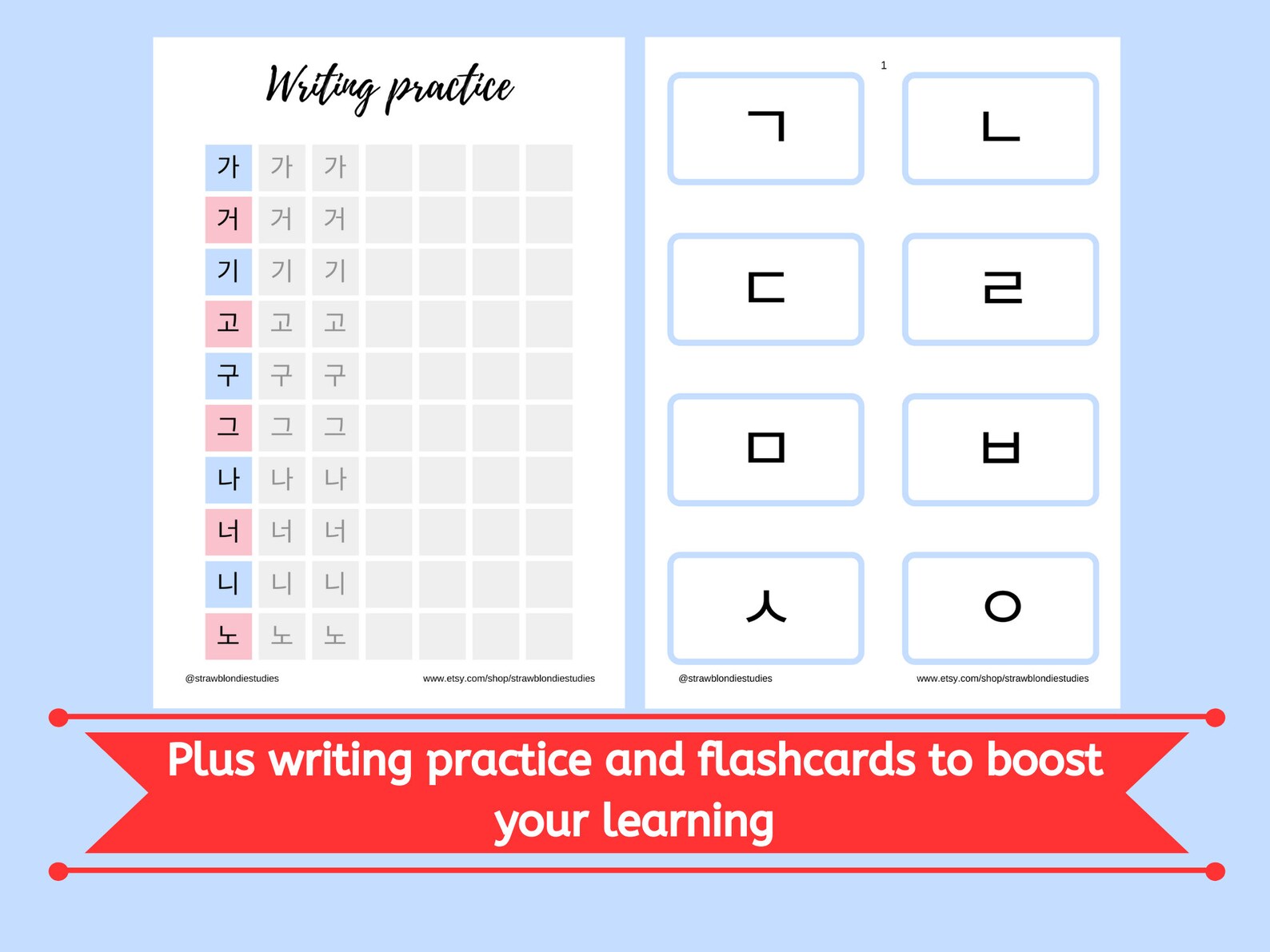 Korean Hangul Bundle, Hangul Workbook, Handwriting Worksheets and ...