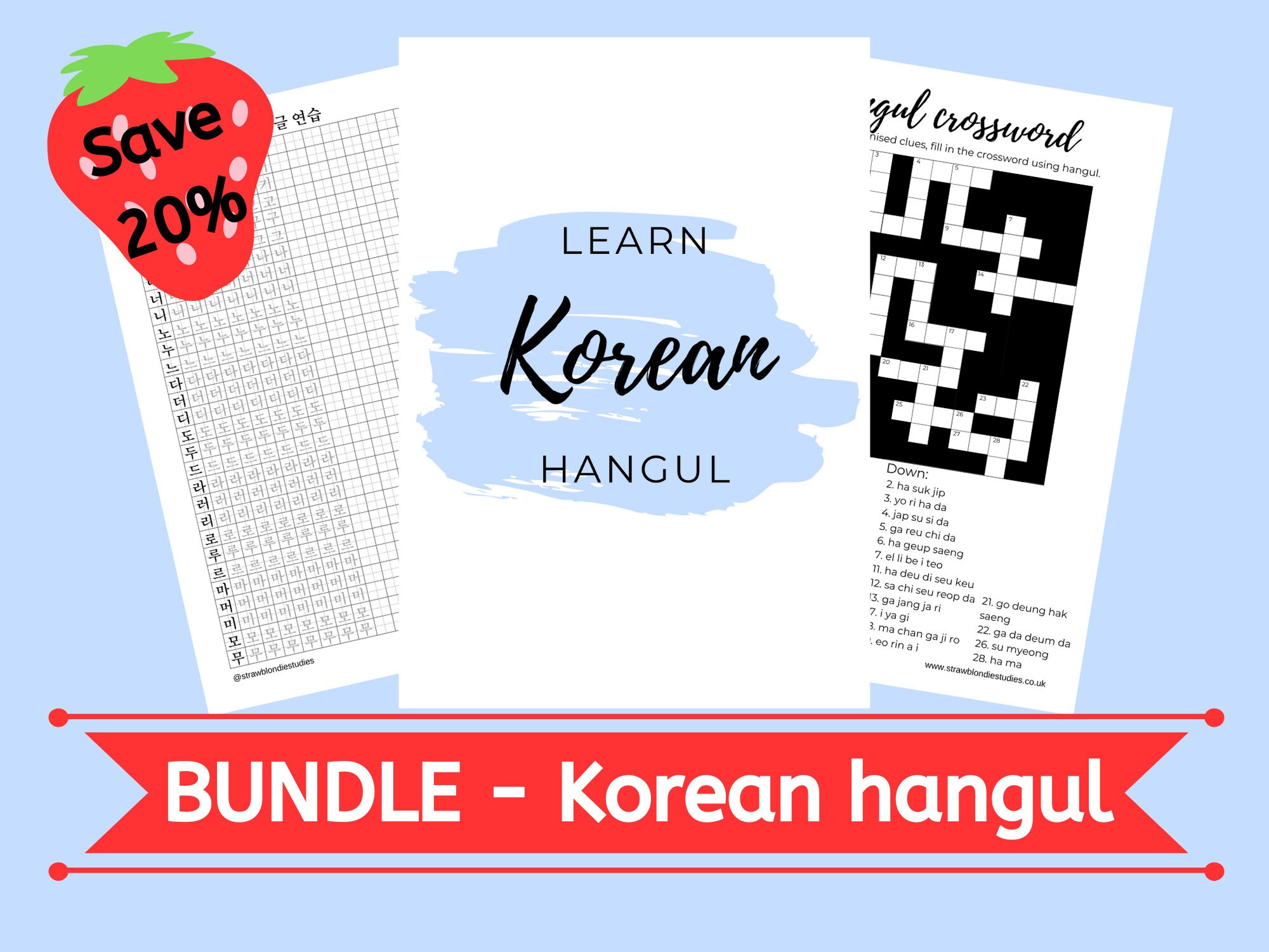 Korean hangul bundle hangul workbook handwriting worksheets | Etsy