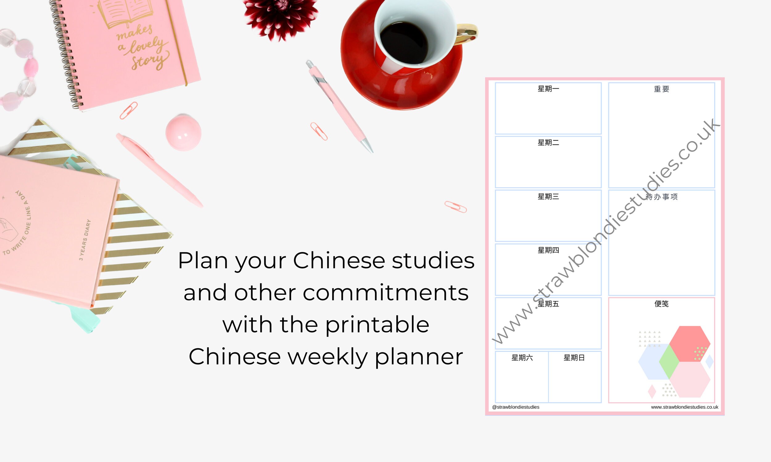 Chinese Language Planner Printable Weekly Planner Chinese | Etsy
