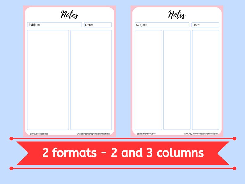 Column Notes Templates Printable Student Notes Pages - Etsy