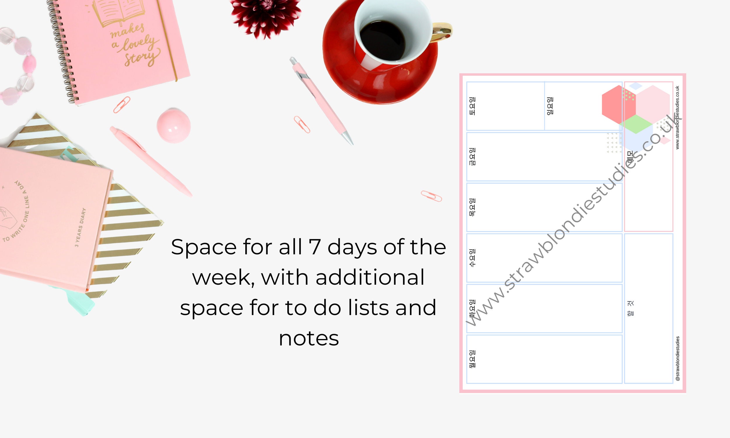 Korean Language Planner, Printable Weekly Planner, Korean Study Planner ...