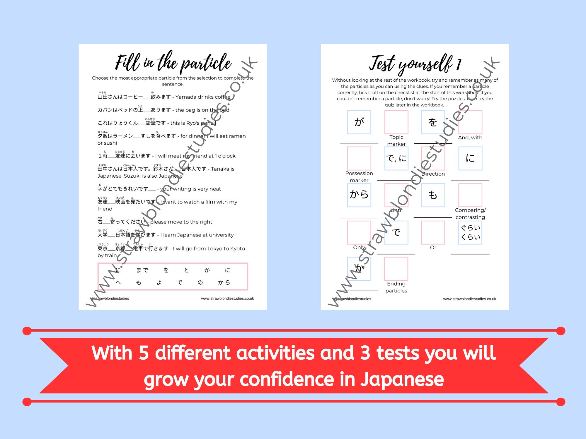 Learn Japanese Particles Printable Workbook, Learn Japanese Grammar ...