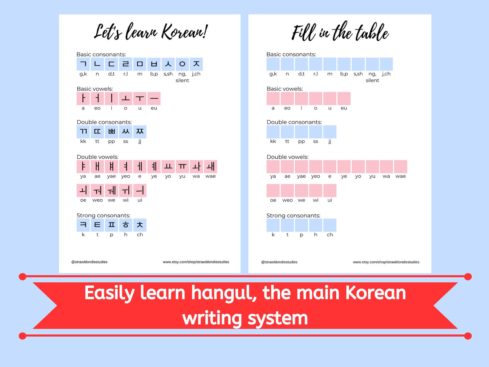 Learn Korean Hangul Printable Workbook Learn Korean Writing - Etsy UK