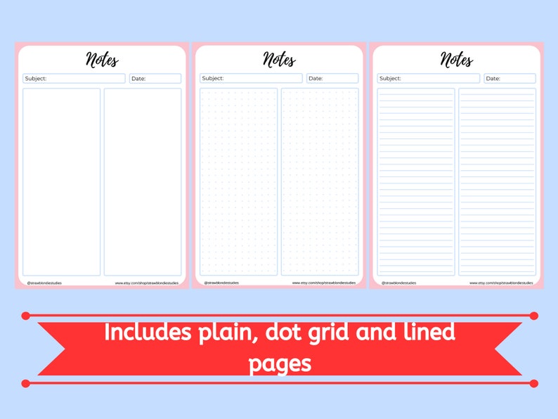 Column Notes Templates Printable Student Notes Pages - Etsy