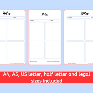 Box Notes Templates Printable Student Notes Pages - Etsy