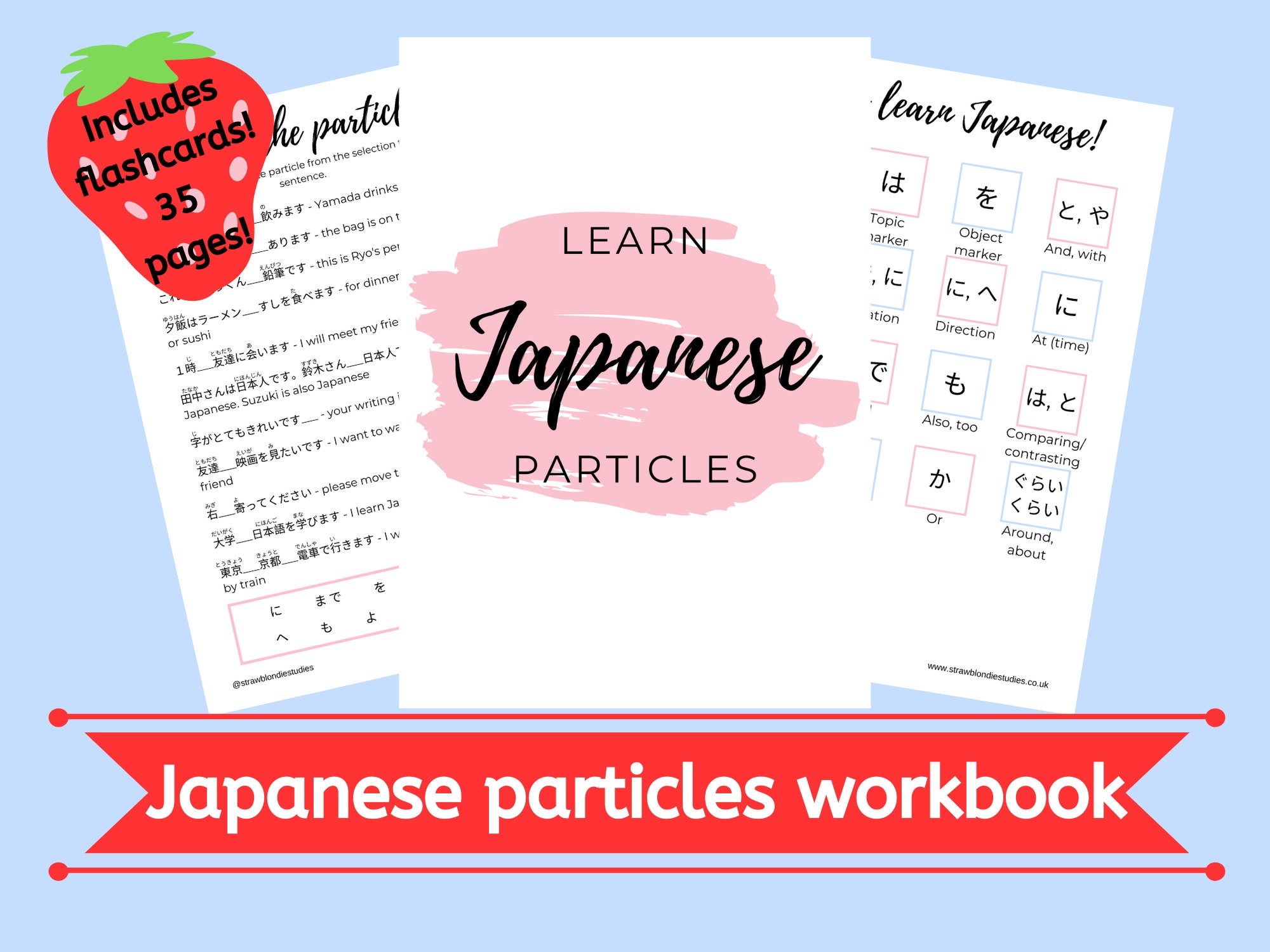 Learn Japanese Particles Printable Workbook, Learn Japanese Grammar ...