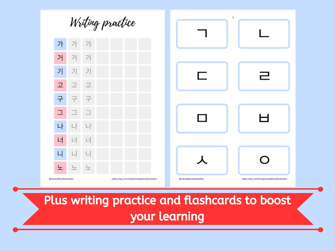 Learn Korean Hangul Printable Workbook Learn Korean Writing - Etsy UK