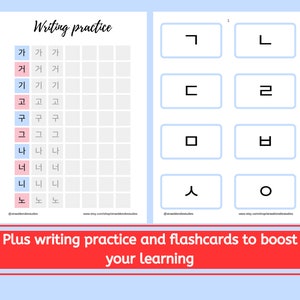Learn Korean Hangul Printable Workbook, Learn Korean Writing, Korean ...