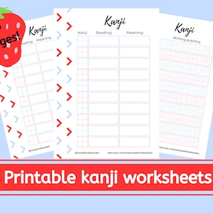 Japanese Kanji Worksheets, Learn Japanese Printables, Language Learning ...
