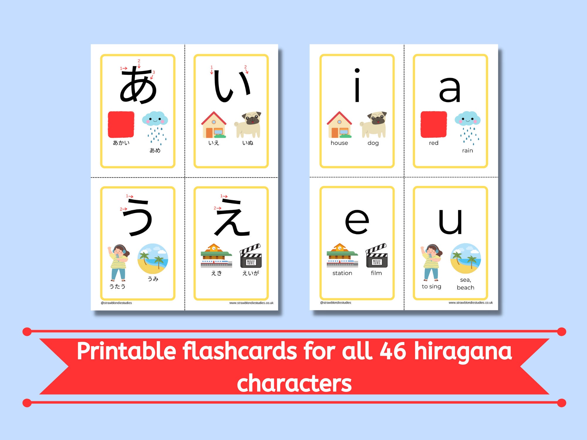 Learn Japanese Hiragana Flashcards Printable Flashcards - Etsy