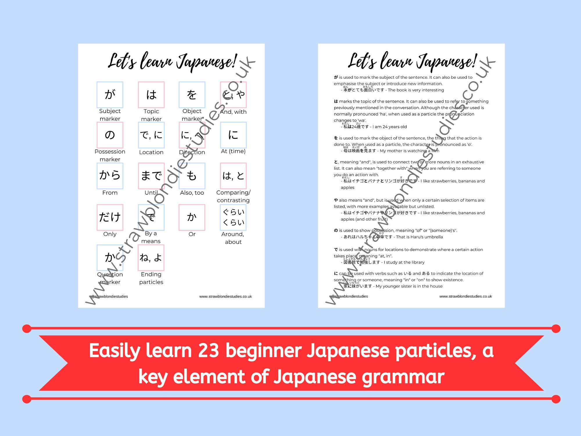 Learn Japanese Particles Printable Workbook, Learn Japanese Grammar ...