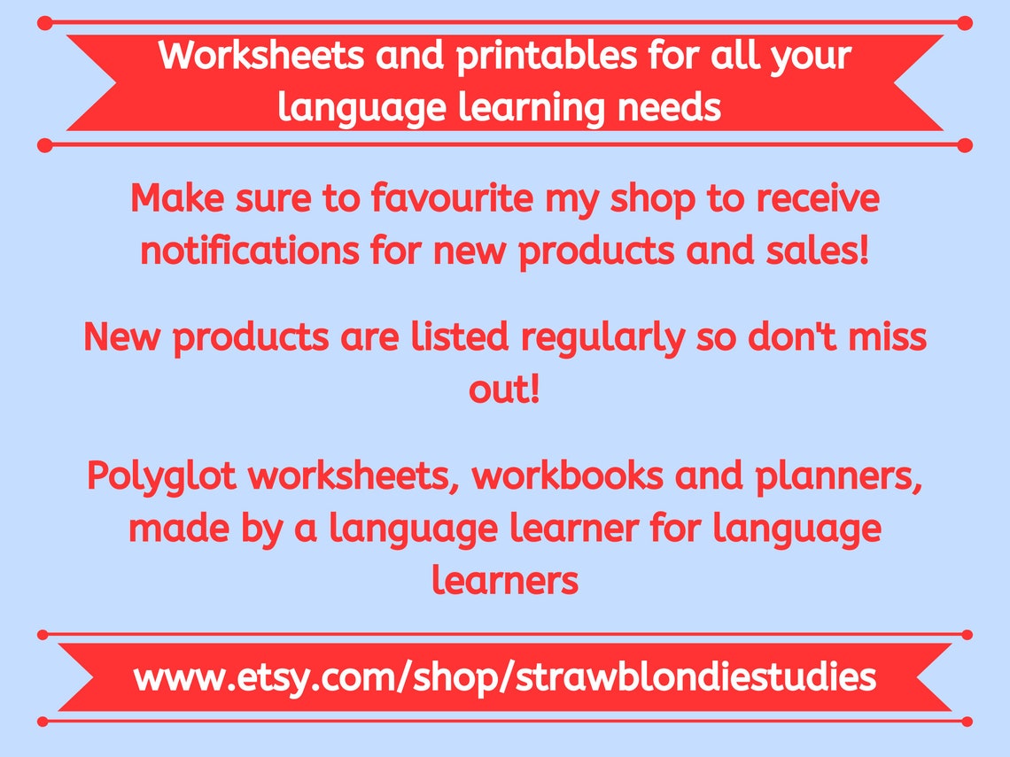 Language Lesson Summary Templates, Printable Student Notes Pages - Etsy