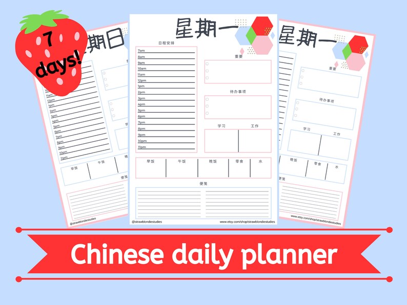 Chinese Daily Study Planner Printable, Language Learning Planner, Learn ...