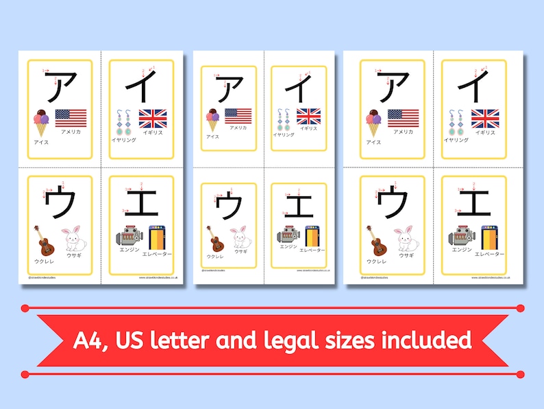 Learn Japanese Katakana Flashcards Printable Flashcards | Etsy