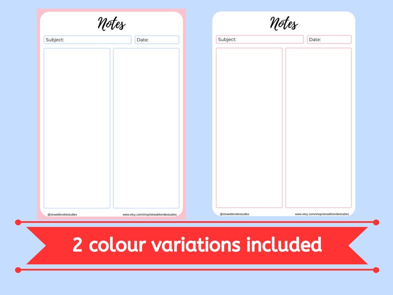 Column Notes Templates Printable Student Notes Pages - Etsy