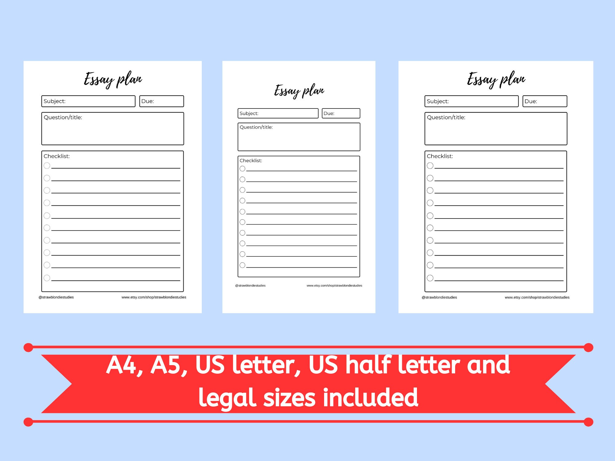 Essay Planner Template Printable Essay Plan Study Printable - Etsy