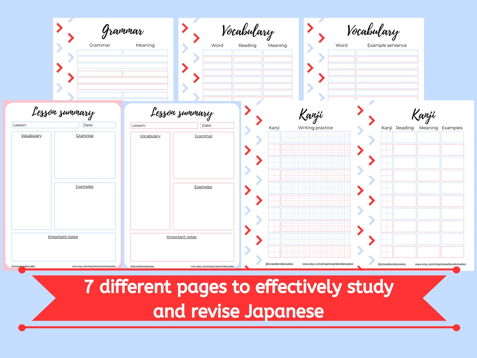 Japanese Revision Pack Printable Japanese Worksheets Learn - Etsy