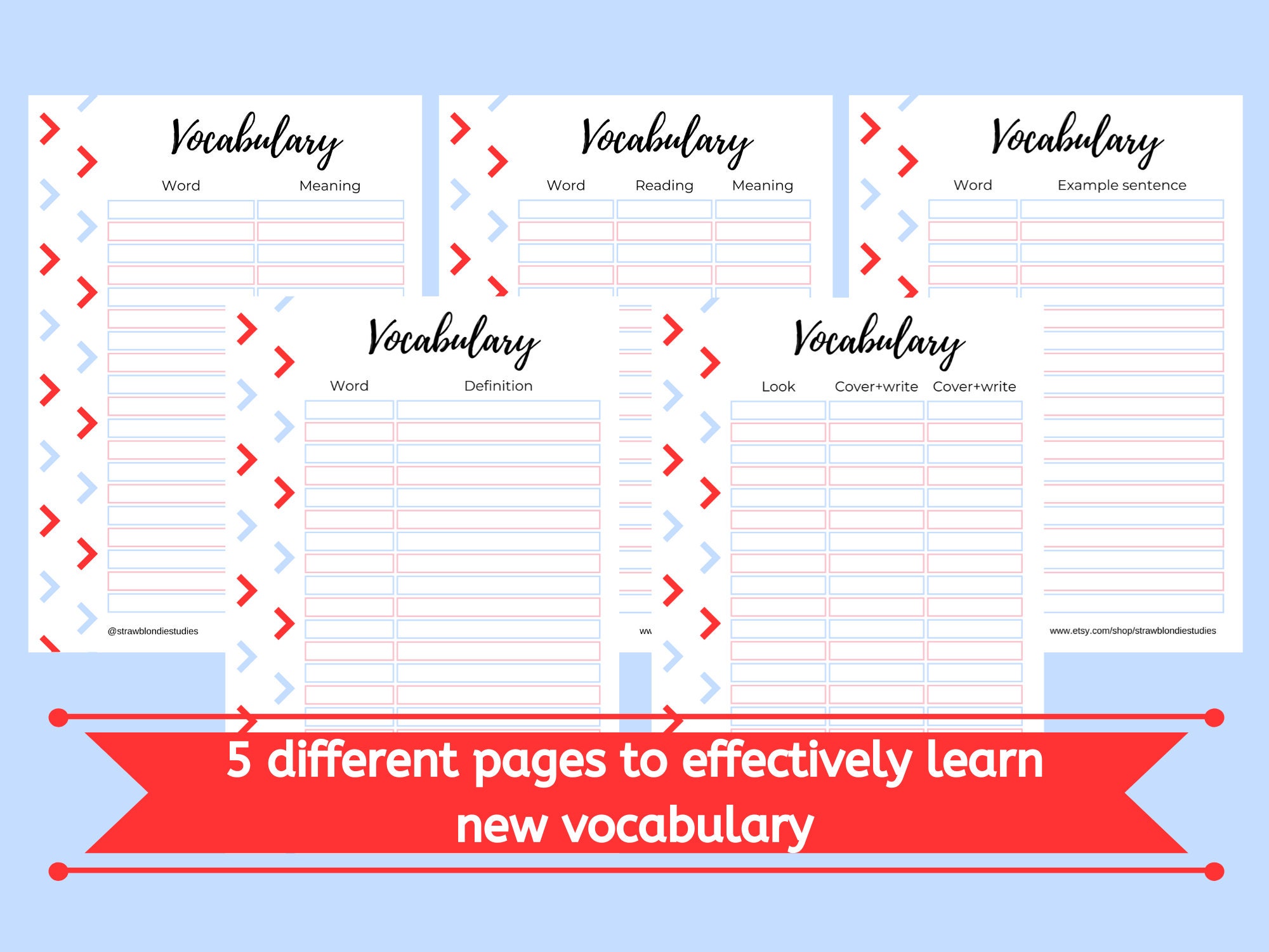 BUNDLE Language learner study template bundle grammar | Etsy