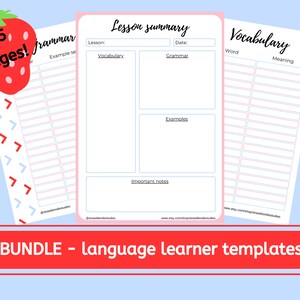 BUNDLE Language learner study template bundle grammar | Etsy