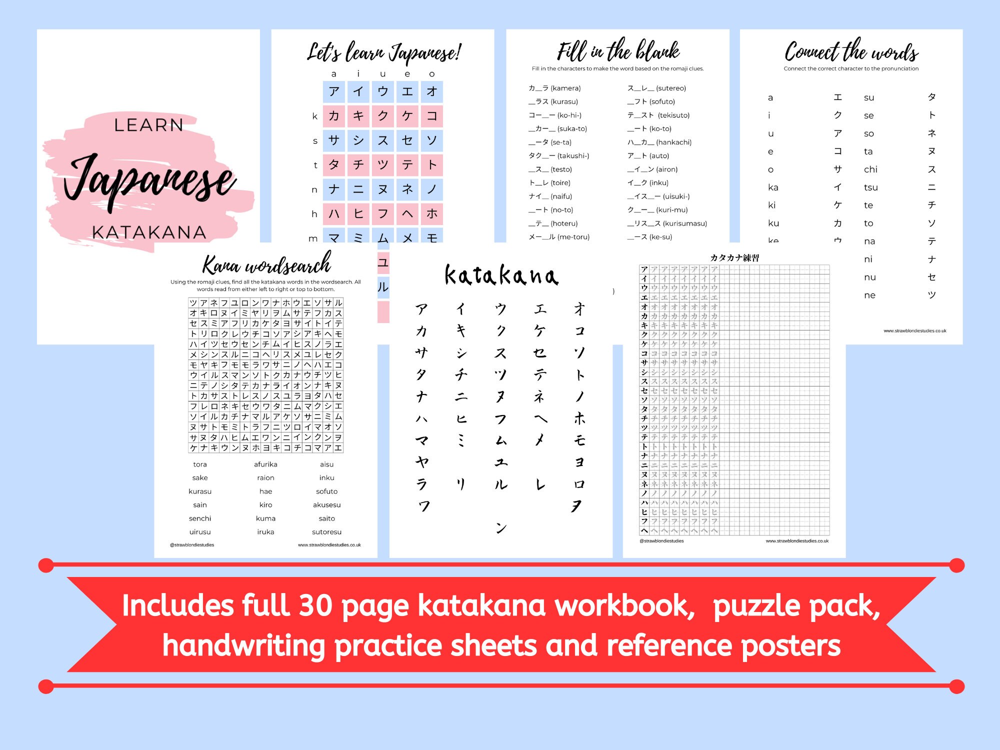 Japanese Katakana Bundle Katakana Workbook Handwriting - Etsy