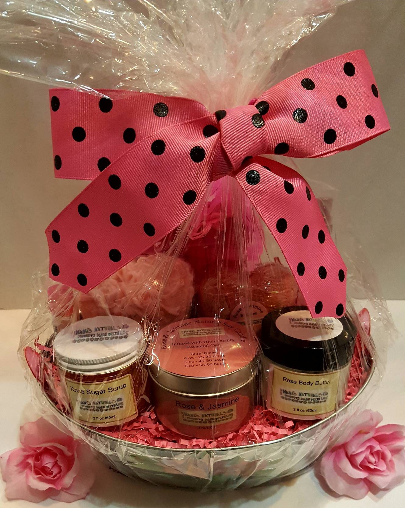 Gift Basket, Pretty in Pink Natural Aromatherapy Gift Basket, Gift ...