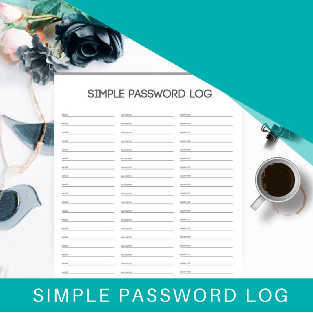 Simple Password Log Tracker Organizational Worksheet Gray A5 Printable ...