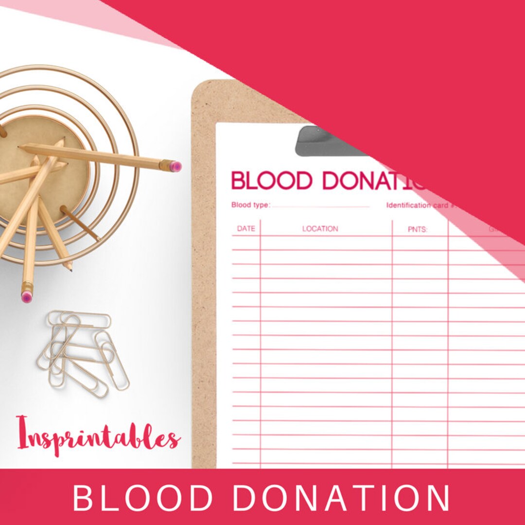 Blood Donation Tracker Worksheet Printable A5 Letter Size PDF Digital ...