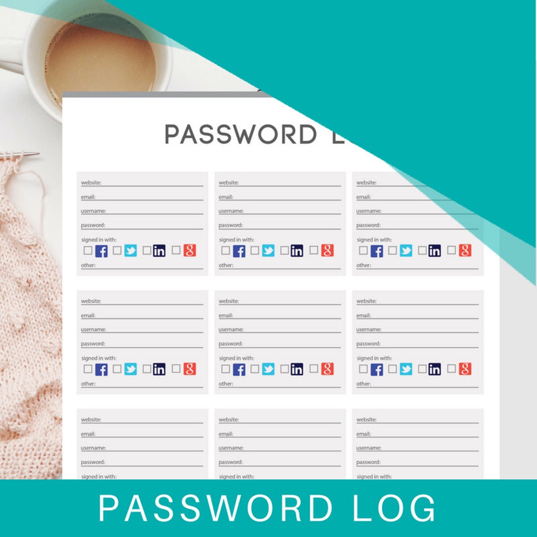 Password Log Printable, Tracker, Email, Password Keeper, Worksheet ...