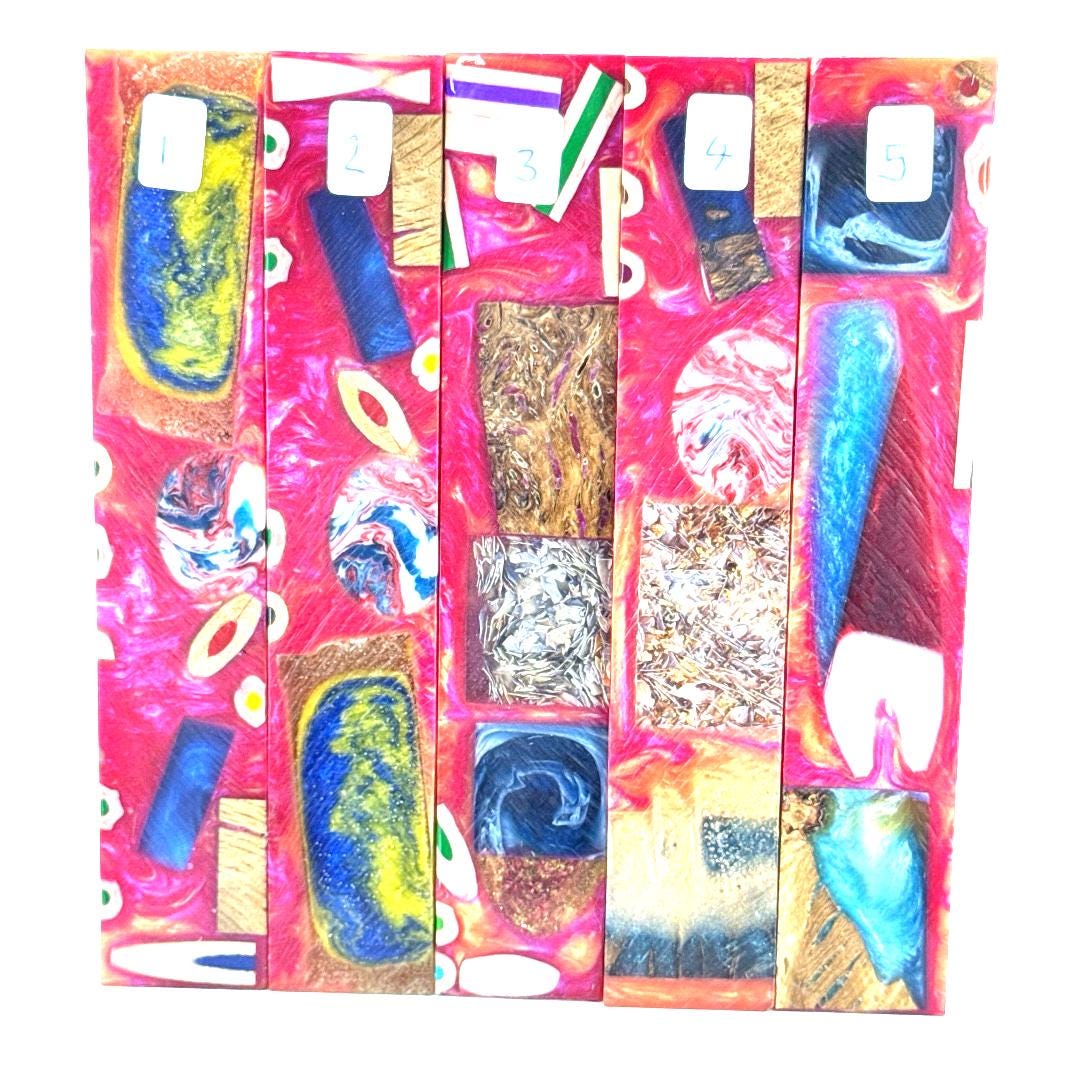 Handmade Blank off Cuts & Resin Pen Blanks (0162) Blue Red Purple ...