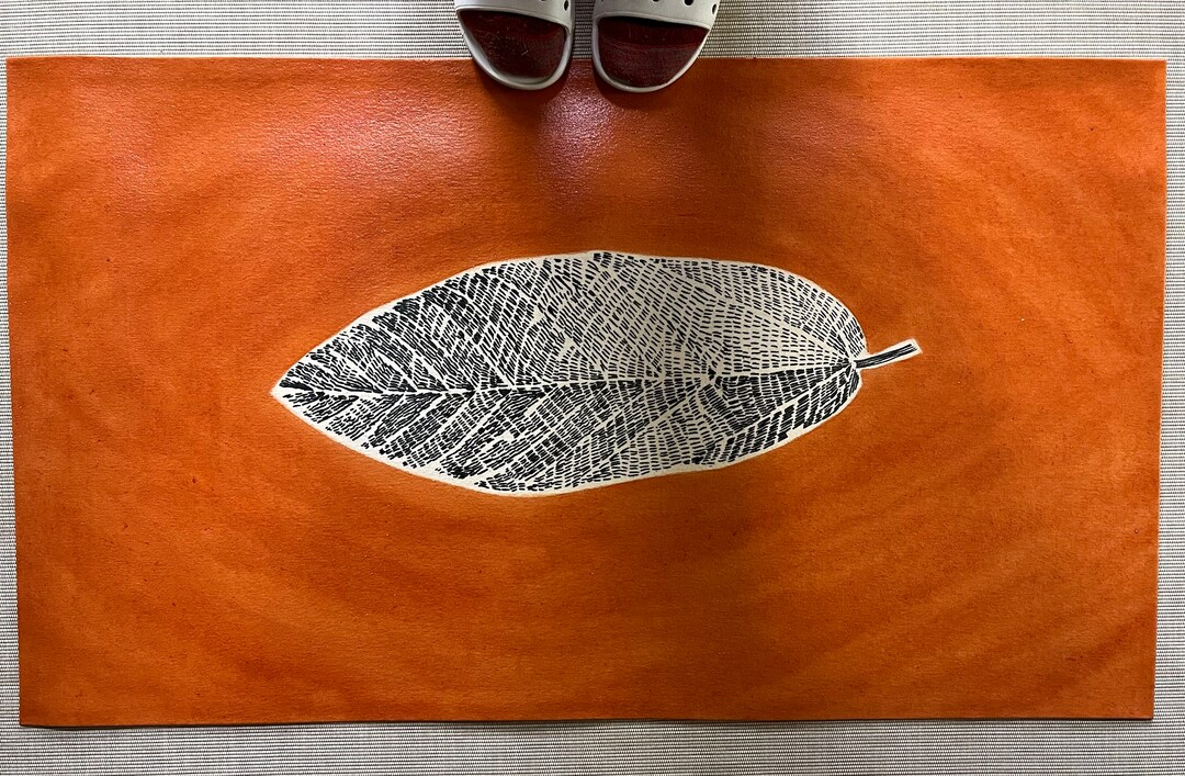 Handmade Single Leaf Floorcloth, Canvas 2x3.5, Terracotta/rust :easy to ...