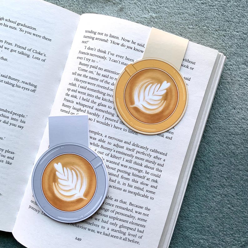 Latte Art Coffee Magnetic Bookmark - Gloss Laminated Space Saver - Book ...