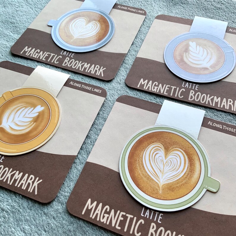 Latte Art Coffee Magnetic Bookmark - Gloss Laminated Space Saver - Book ...