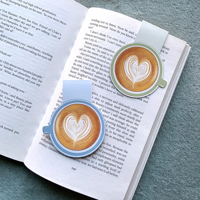 Latte Art Coffee Magnetic Bookmark - Gloss Laminated Space Saver - Book ...