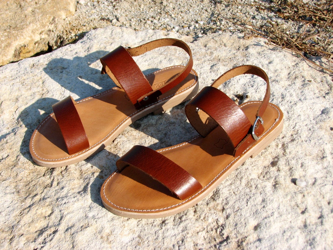 Taba Color Leather Woman Sandals - Etsy